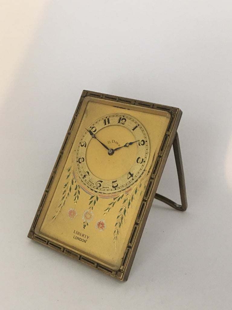 Antique Gold Plated and Enamel 8 Days Desk / Travel Clock by Liberty ...