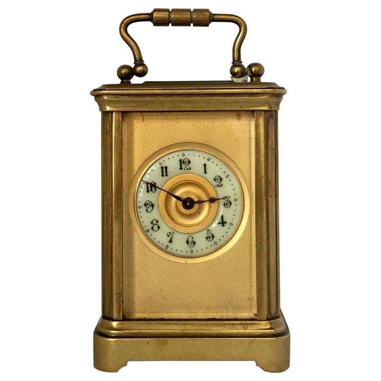 Antique Gold Plated and Glass Casing Miniature French Carriage Clock at ...
