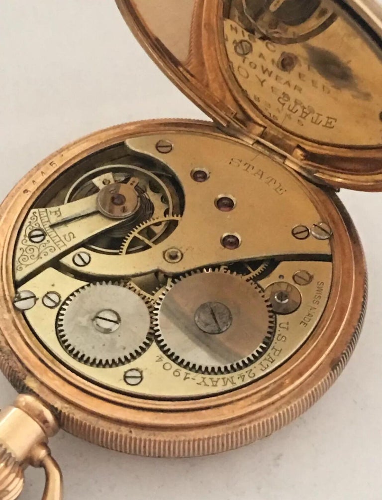 Antique Gold-Plated Dennison Cased Pocket Watch Signed "State" For Sale ...