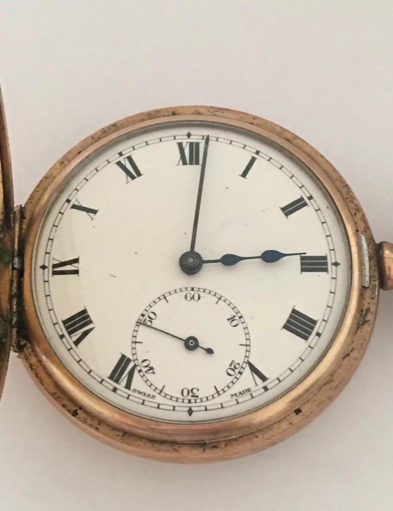 Antique Gold-Plated Half Hunter Dennison Case Pocket Watch For Sale at ...