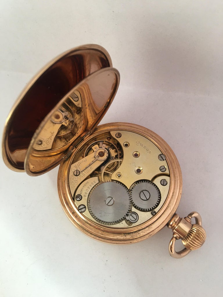 Antique Gold-Plated Half Hunter Dennison Cased Keyless Lever Omega ...