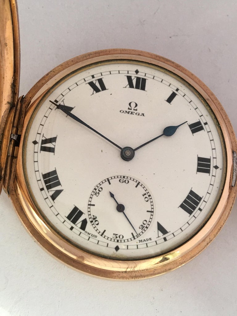 Antique Gold-Plated Half Hunter Dennison Cased Keyless Lever Omega ...