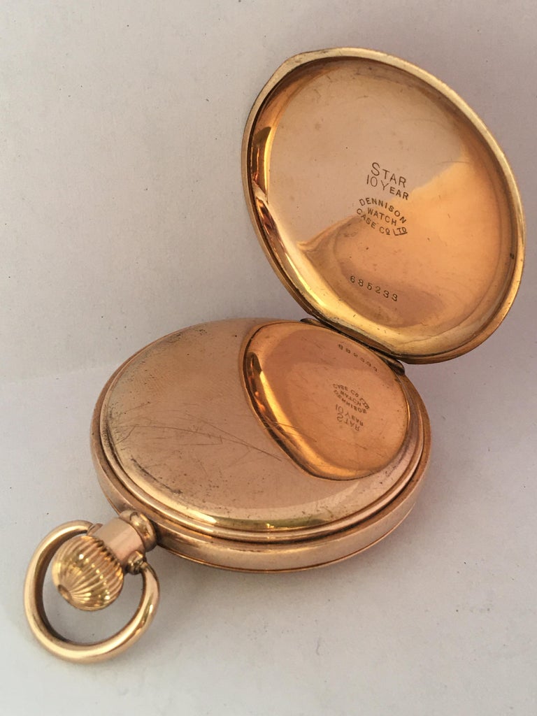 Antique Gold-Plated Half Hunter Dennison Cased Keyless Lever Omega ...