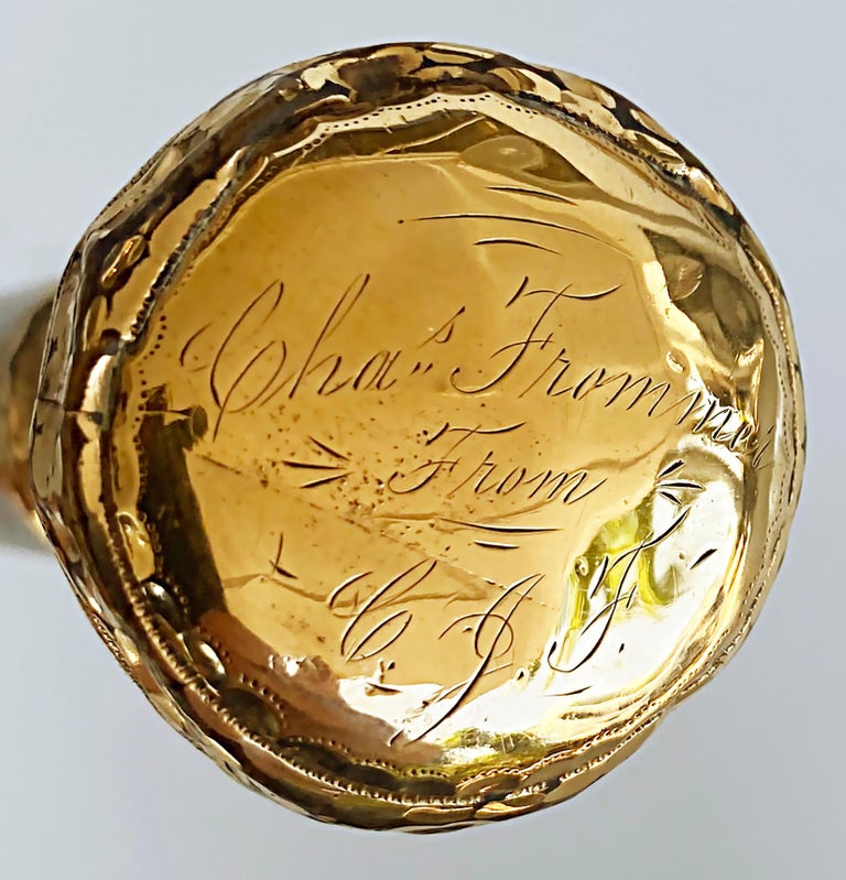 Antique Gold Repousse Bee Monogrammed Walking Stick with Flowers For ...