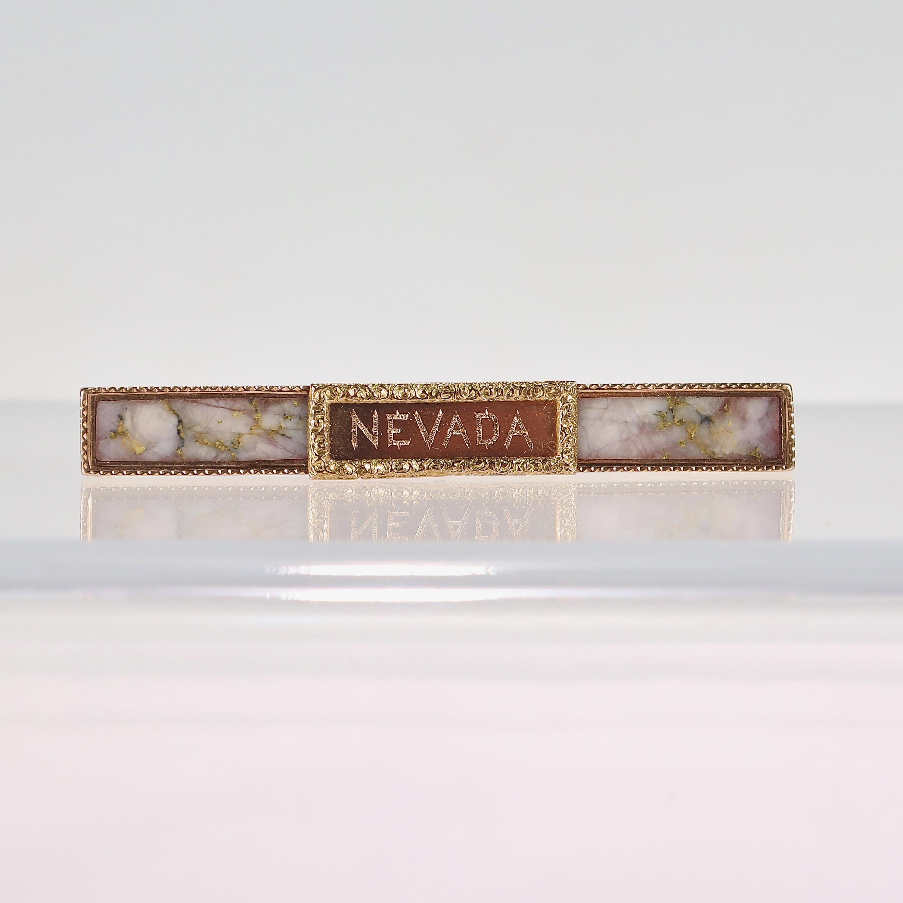 Antique Gold Rush 14K Gold and Gold Quartz Nevada Pin or Brooch For ...