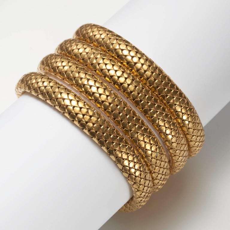 Antique Gold Snake Bracelet with Sapphire, Diamond and Ruby, Circa 1890 ...