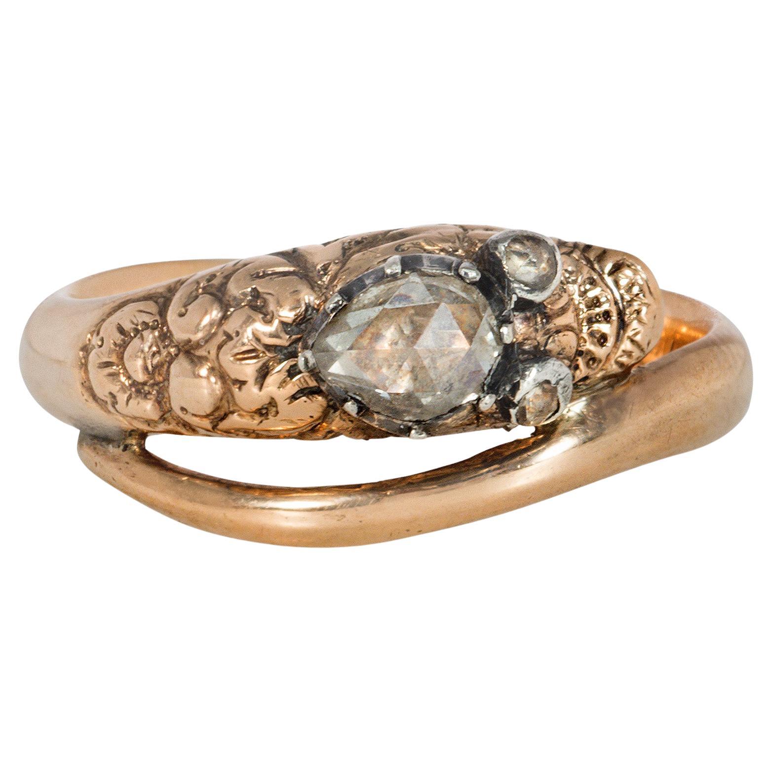 Antique Gold and Diamond Double Snake Ring with London Hallmarks For ...