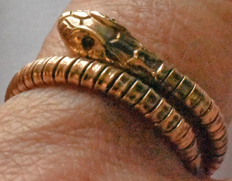 Antique Gold Snake Ring with Ruby Eyes at 1stDibs | gold snake ring ...