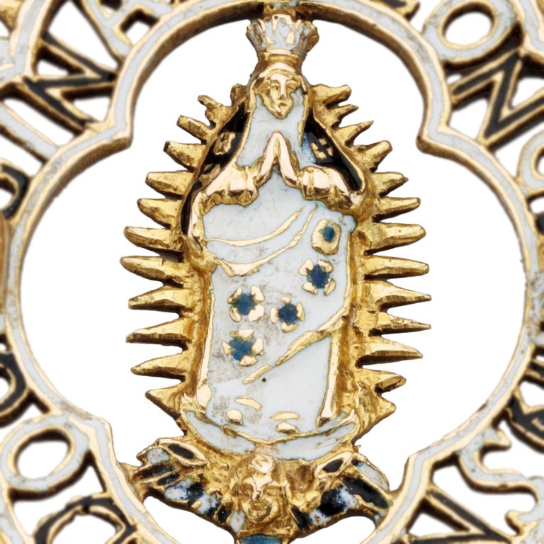 Antique Gold Spanish Pendant with the Virgin of the Immaculate ...