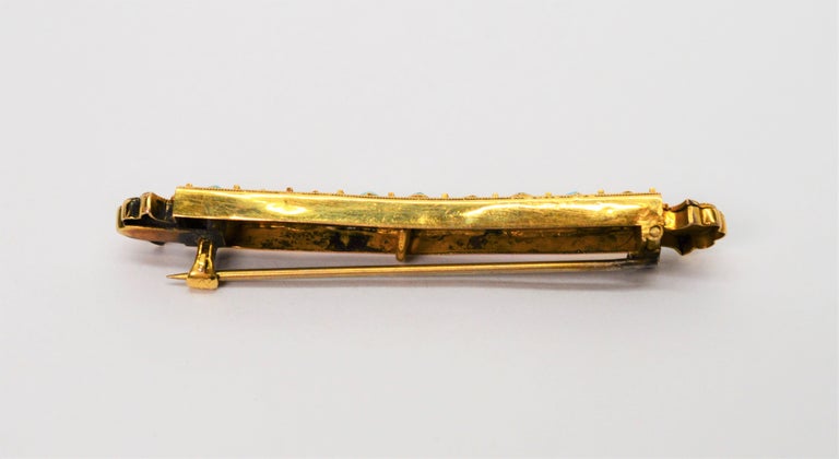 Antique Gold and Turquoise Bar Pin Brooch For Sale at 1stDibs