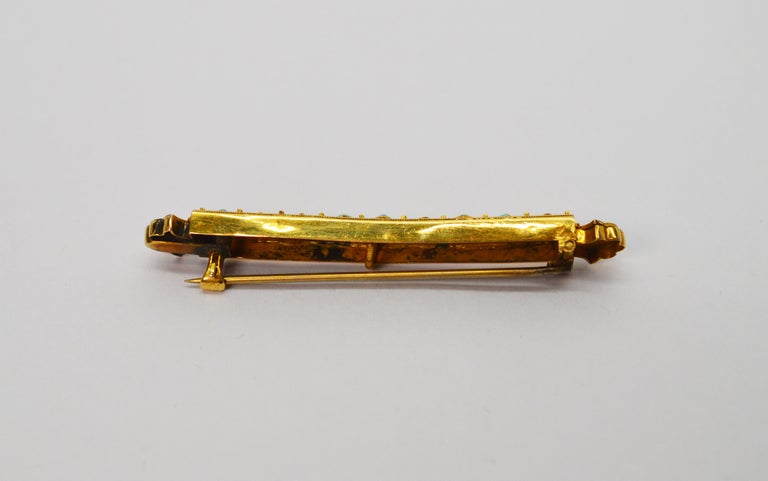 Antique Gold and Turquoise Bar Pin Brooch For Sale at 1stDibs