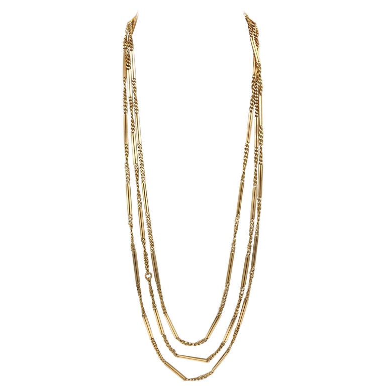 Antique Gold Watch Clock Chain Necklace, Austria For Sale at 1stDibs