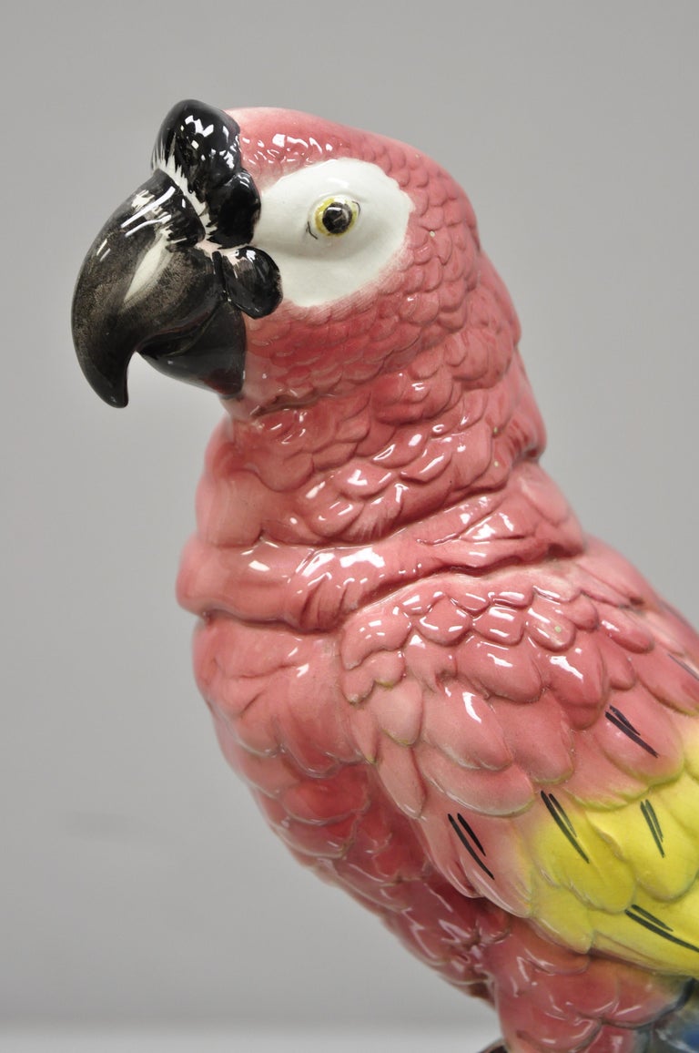Antique Goldscheider Glazed Ceramic Porcelain Pink Parrot on Branch ...