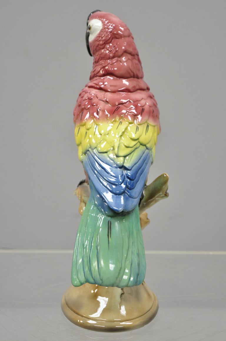 Antique Goldscheider Glazed Ceramic Porcelain Pink Parrot on Branch ...