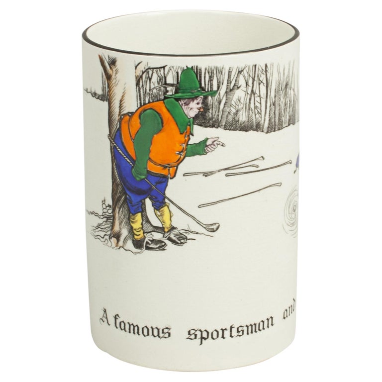 Antique Golf Ceramic, Sportsman Tankart with Golfer For Sale at 1stDibs