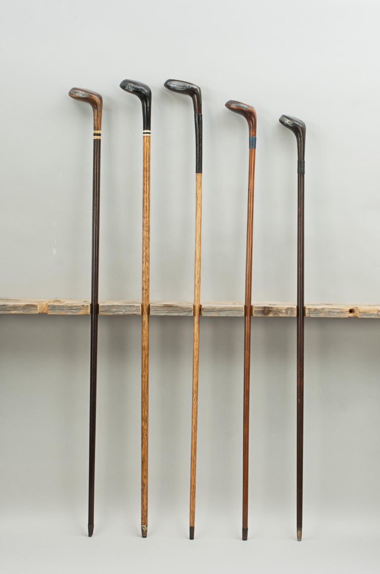 Antique Golf Club Walking Stick Collection of 16 Canes, Sunday Clubs ...
