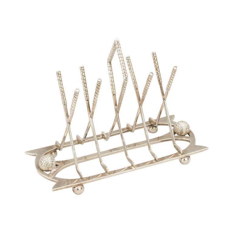 Antique Golf Toast Rack, Silver Plate at 1stDibs