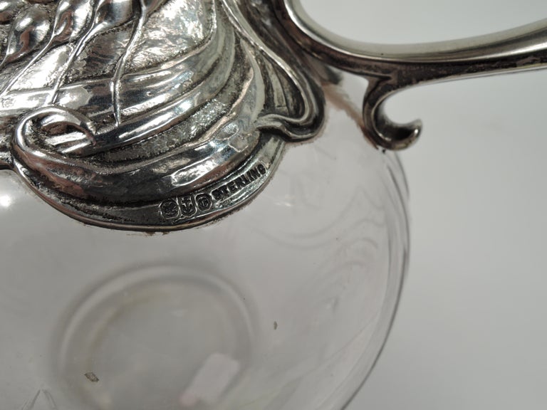 Antique Gorham Art Nouveau Sterling Silver and Crystal Whiskey Decanter ...