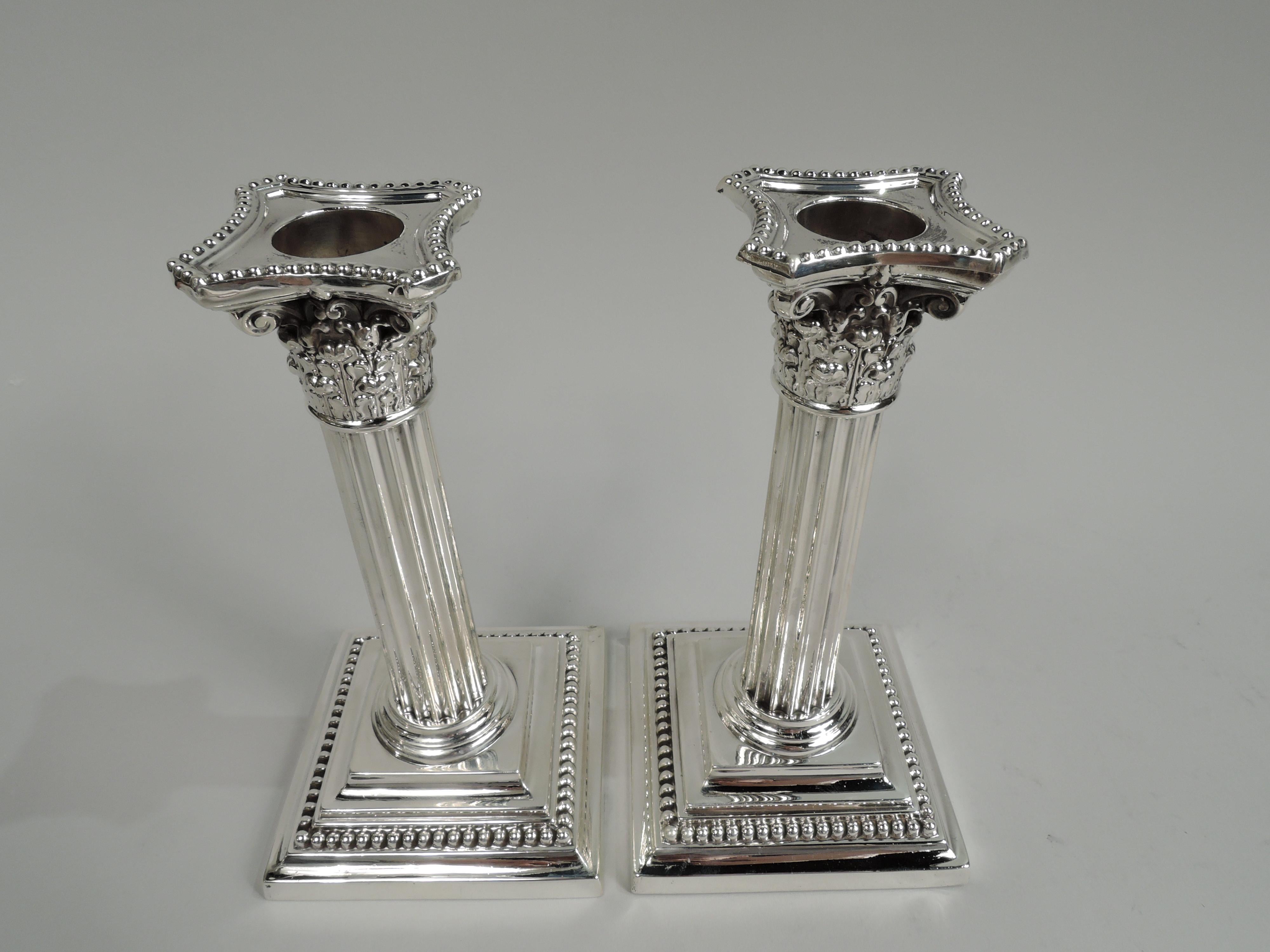 Antique Gorham Edwardian Classical Sterling Silver Column Candlesticks ...