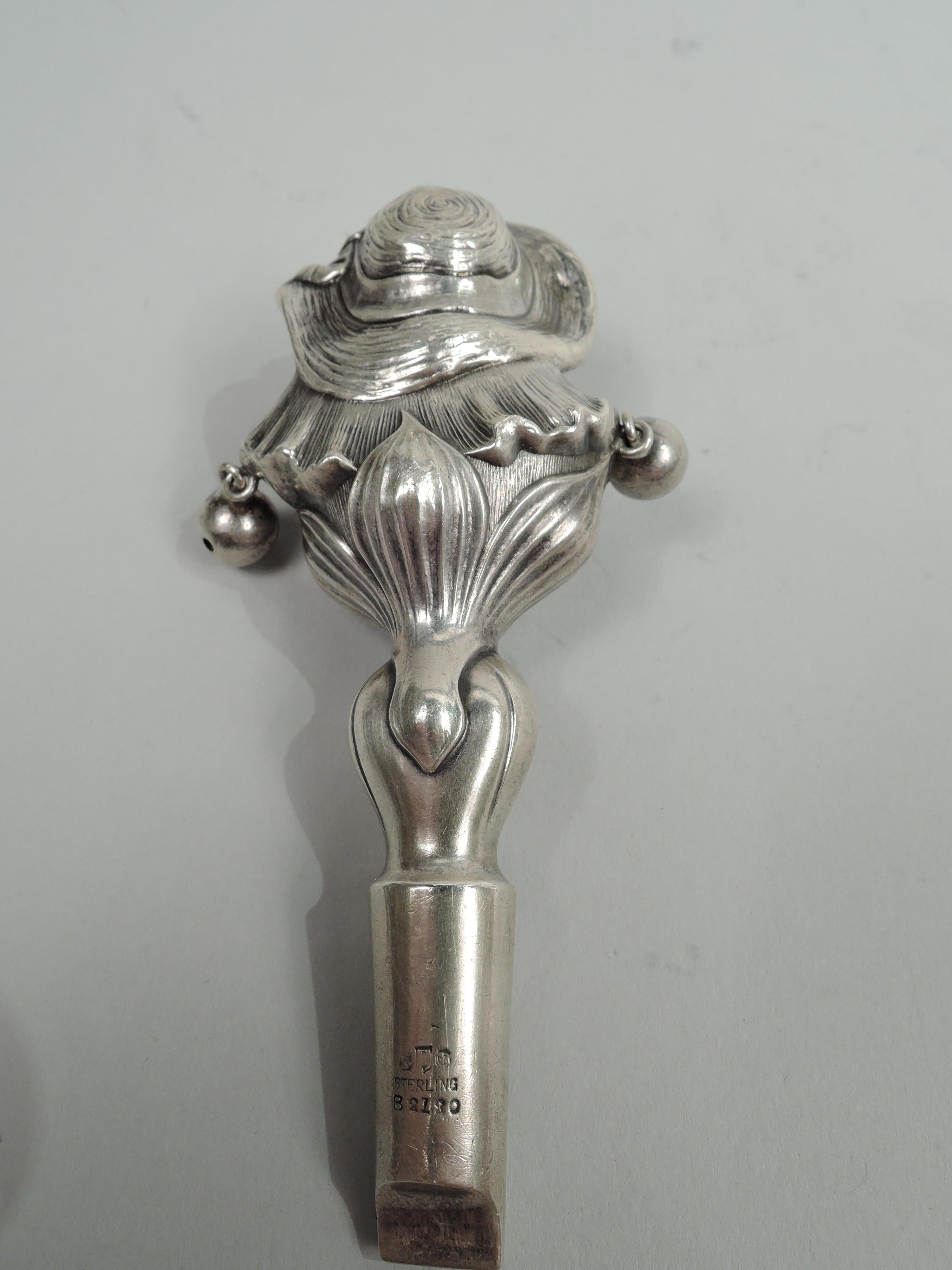 Antique Gorham Edwardian Sterling Silver Flower Bud Boy Whistle Rattle ...