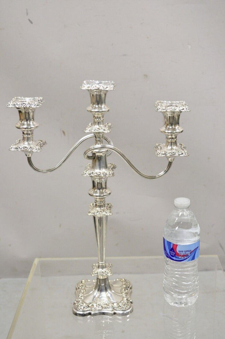 Antique Gorham Floral Repousse Twin Arm Silver Plated Candlestick ...