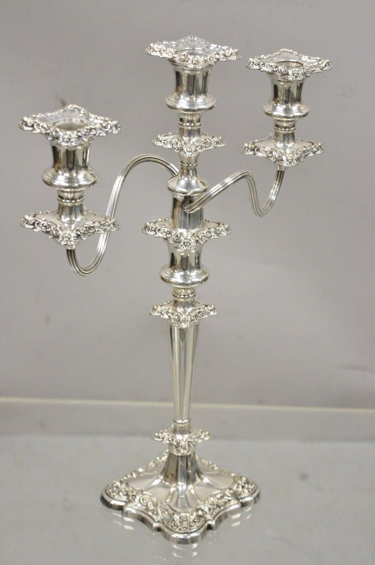 Antique Gorham Floral Repousse Twin Arm Silver Plated Candlestick ...