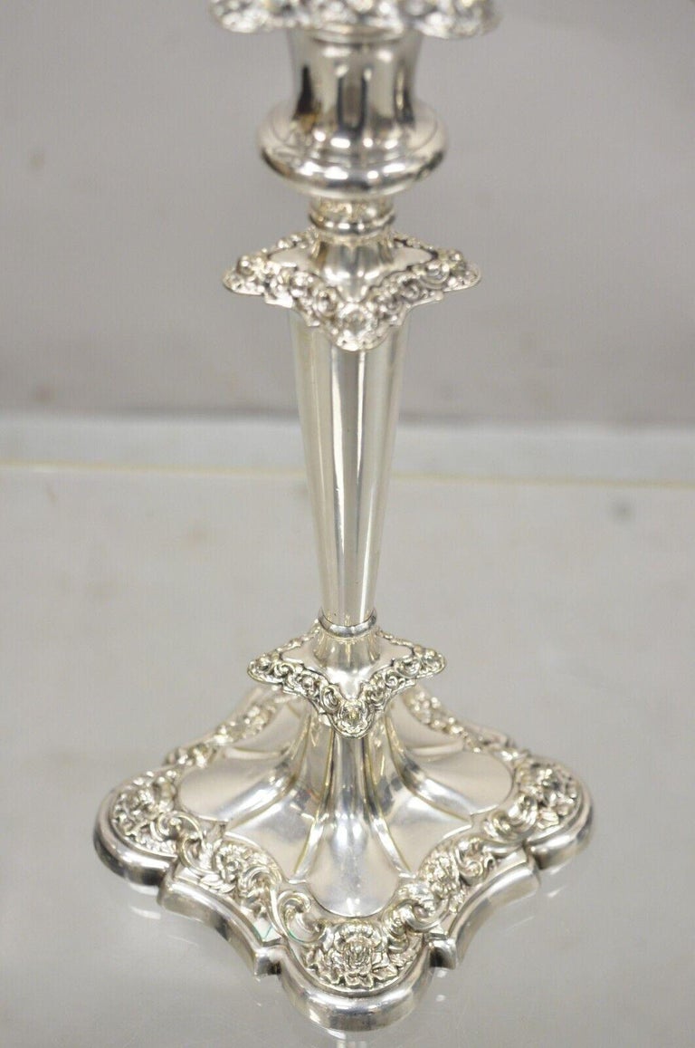 Antique Gorham Floral Repousse Twin Arm Silver Plated Candlestick ...