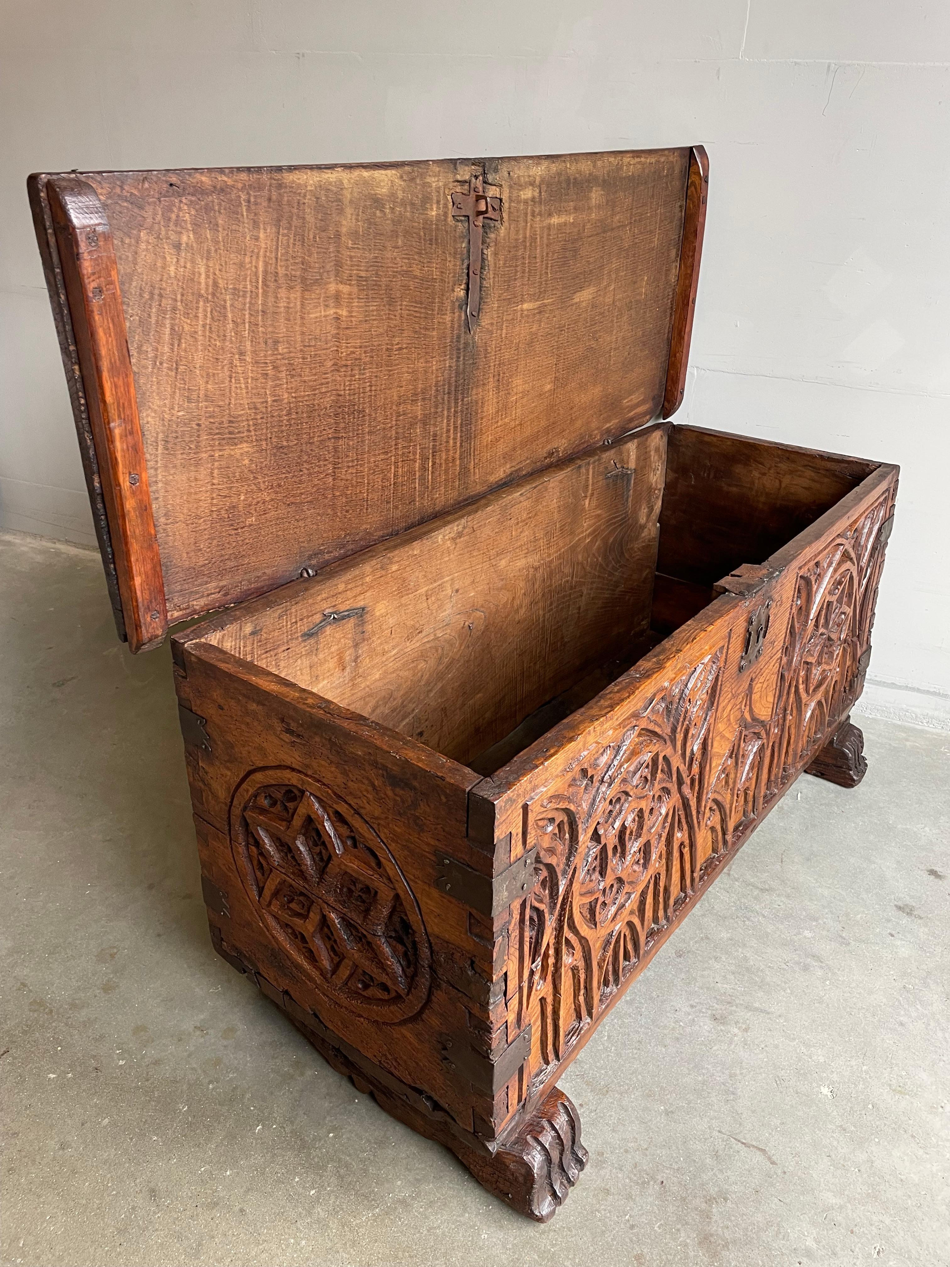 Antique Gothic Blanket Chest / Trunk with Amazing Patina and Original ...