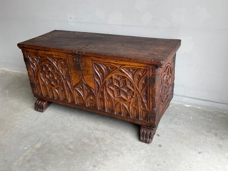 Antique Gothic Blanket Chest / Trunk with Amazing Patina and Original ...