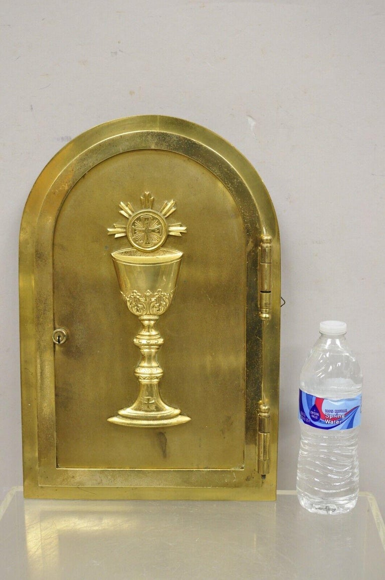 Antique Gothic Bronze Wall Hanging Altar Door Tabernacle with Chalice ...