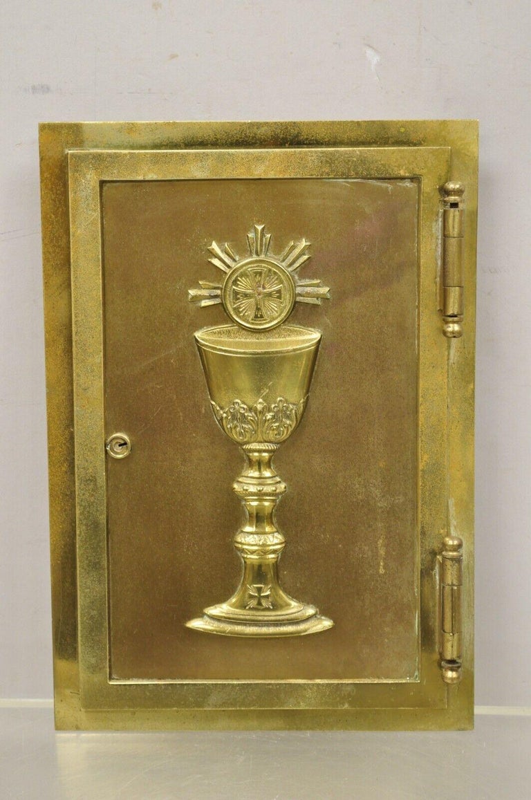 Antique Gothic Bronze Wall Hanging Altar Door Tabernacle with Chalice ...