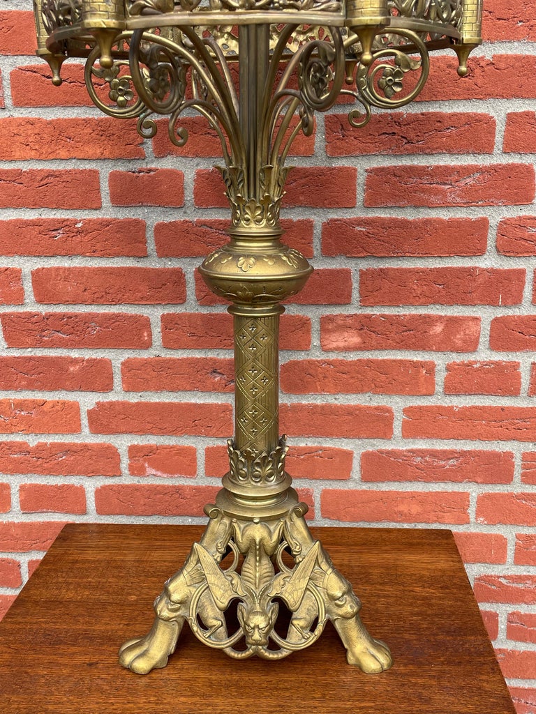 Antique Gothic Revival Bronze 13 Candle Table or Floor Candelabra with ...