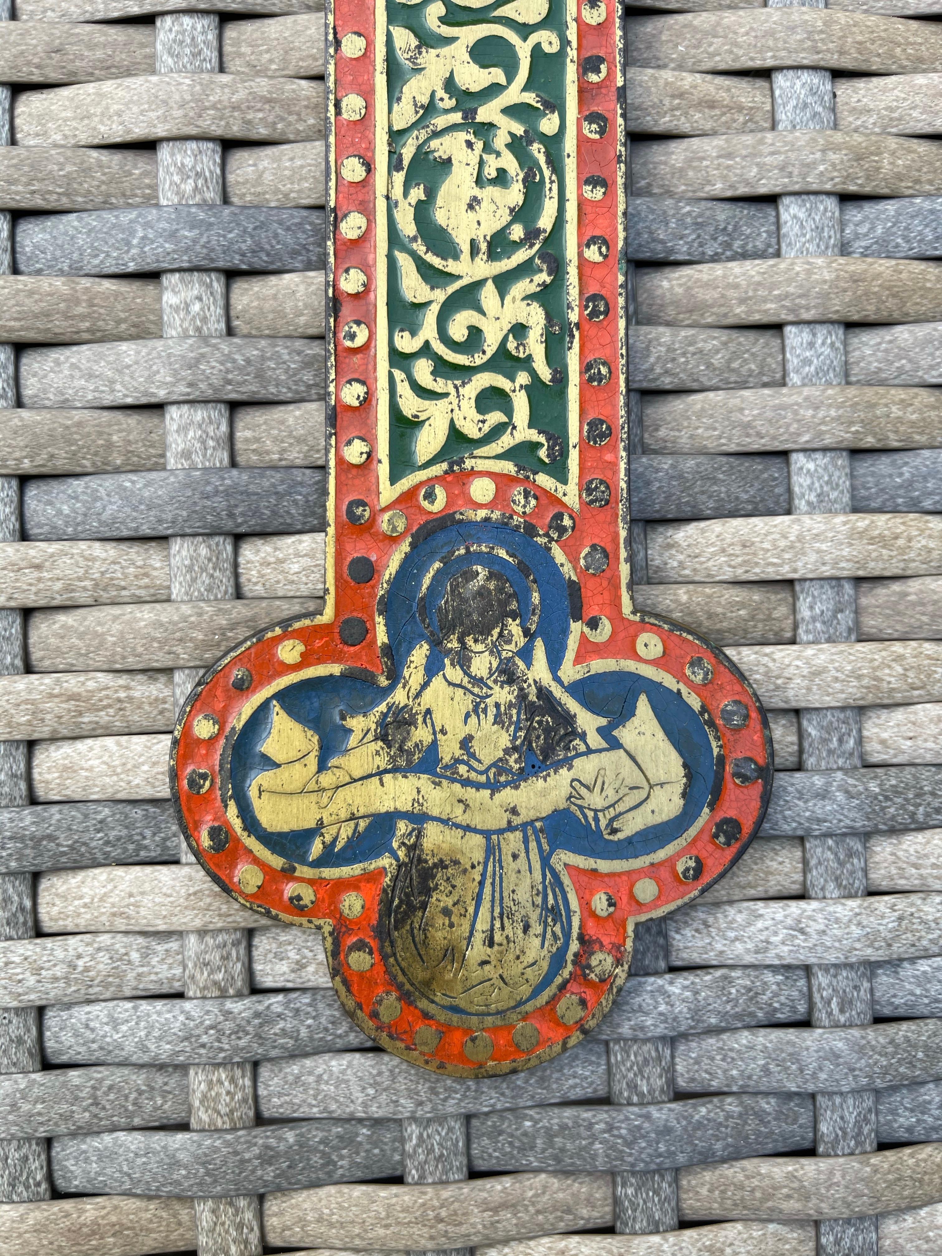 Antique Gothic Revival Crucifix w. Bronze Corpus and Enamelled ...