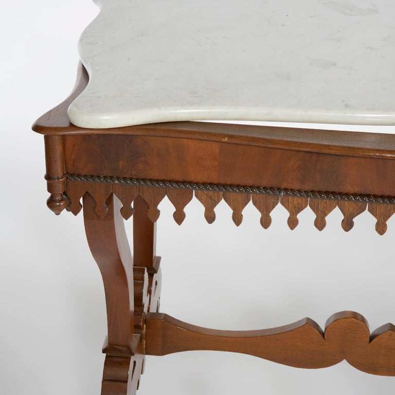 Antique Gothic Revival Flame Mahogany and Marble Trestle Parlor Center ...
