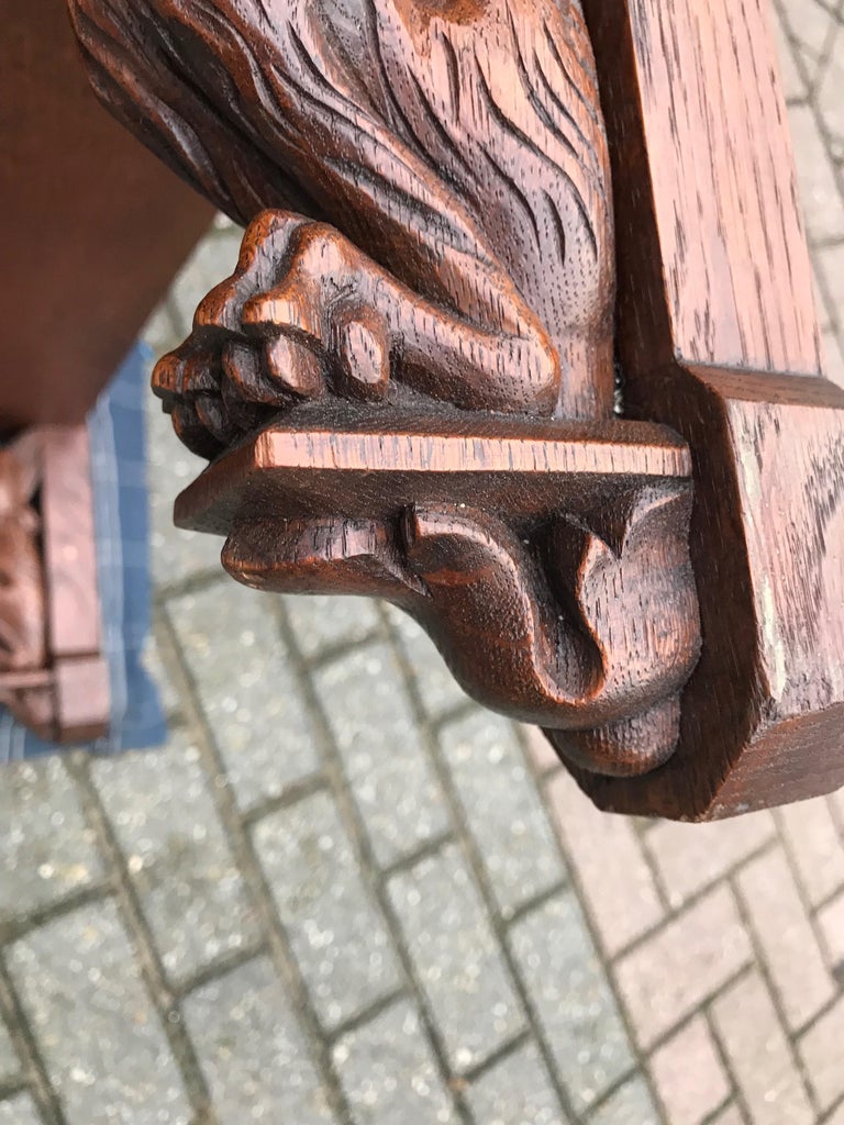 Antique Gothic Revival Hand Carved Oak Wall Cabinet with Gargoyles ...