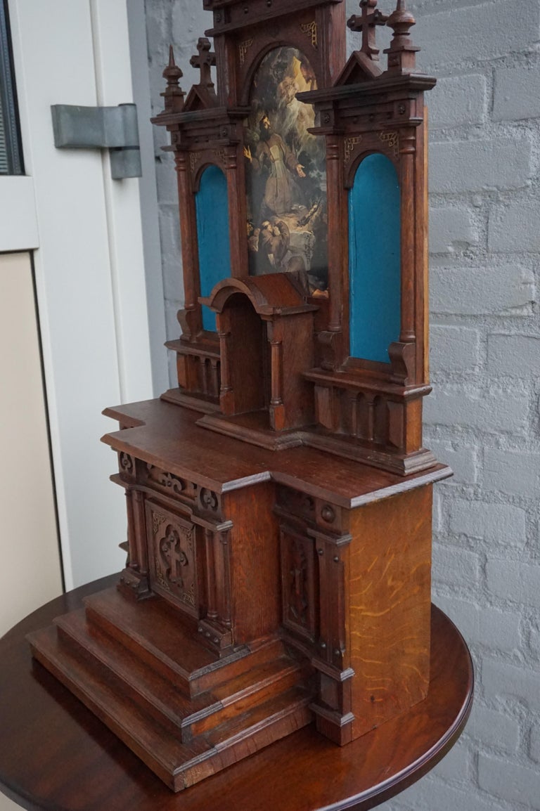 Gothic Revival Handmade Solid Oak Miniature Church Altar with ...