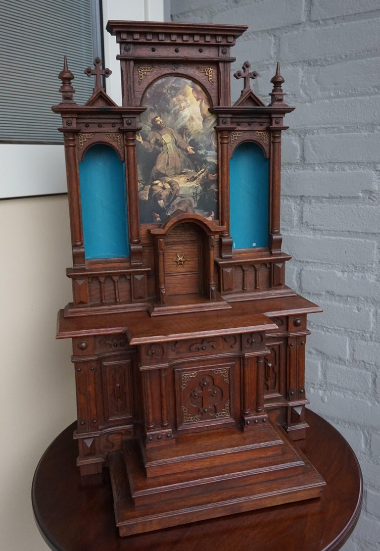 Gothic Revival Handmade Solid Oak Miniature Church Altar with ...