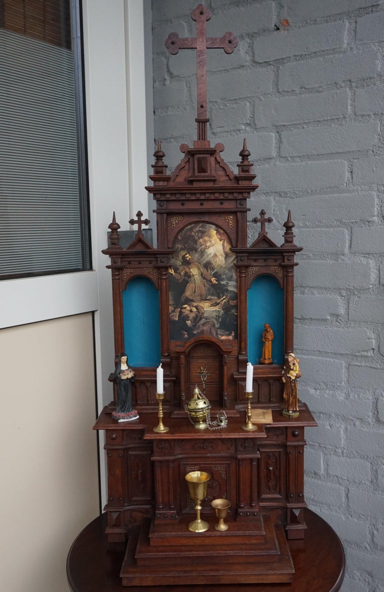 Gothic Revival Handmade Solid Oak Miniature Church Altar with ...