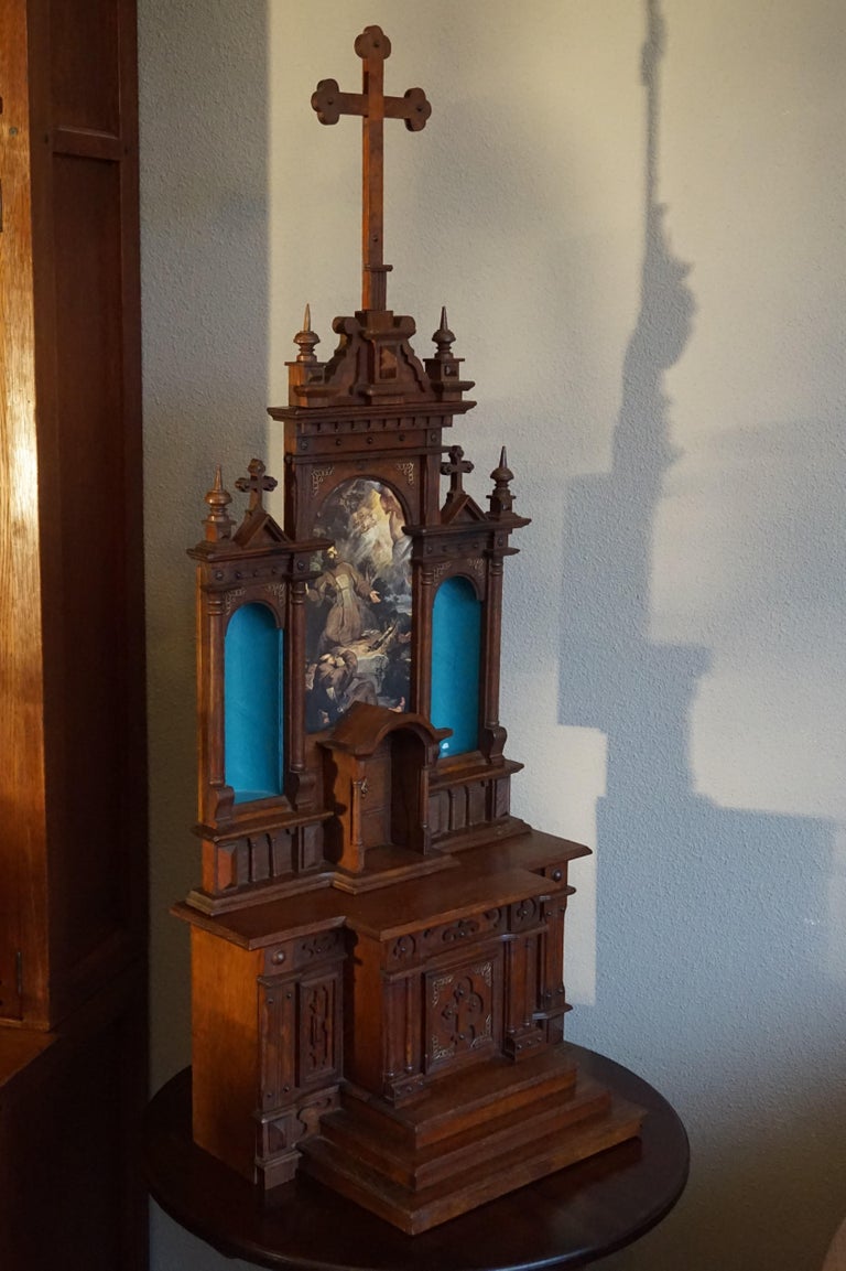 Gothic Revival Handmade Solid Oak Miniature Church Altar with ...