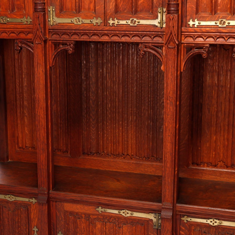 Antique Gothic Revival Kimbel and Cabus School Carved Oak Cabinet, 20th ...