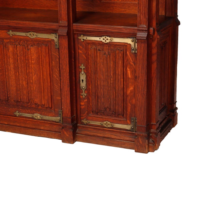Antique Gothic Revival Kimbel and Cabus School Carved Oak Cabinet, 20th ...
