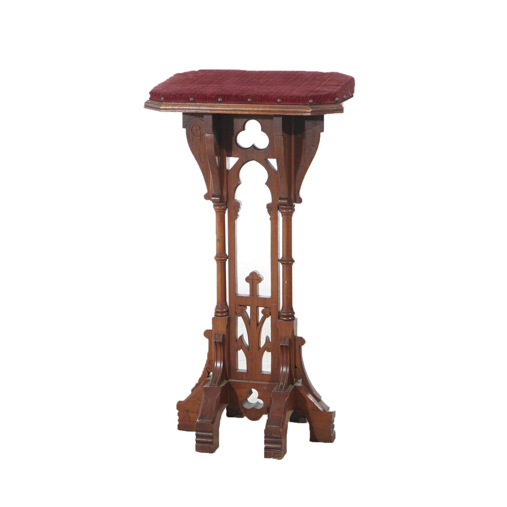 Antique Gothic Revival Kimble and Cabus Podium Incised Walnut Stand ...