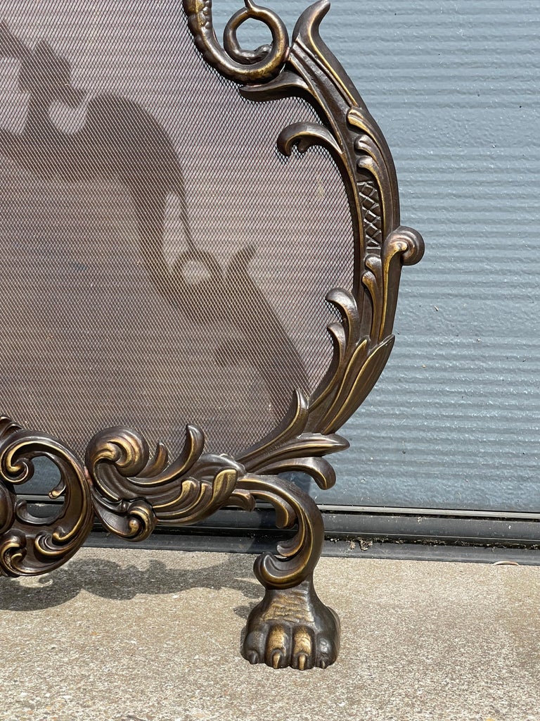 Antique Gothic Style Bronze Firescreen with Dragon Sculptures and Mint ...