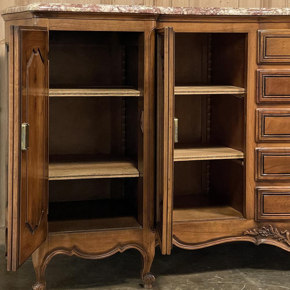 Antique Grand French Regence Marble Top Walnut Buffet For Sale at 1stDibs