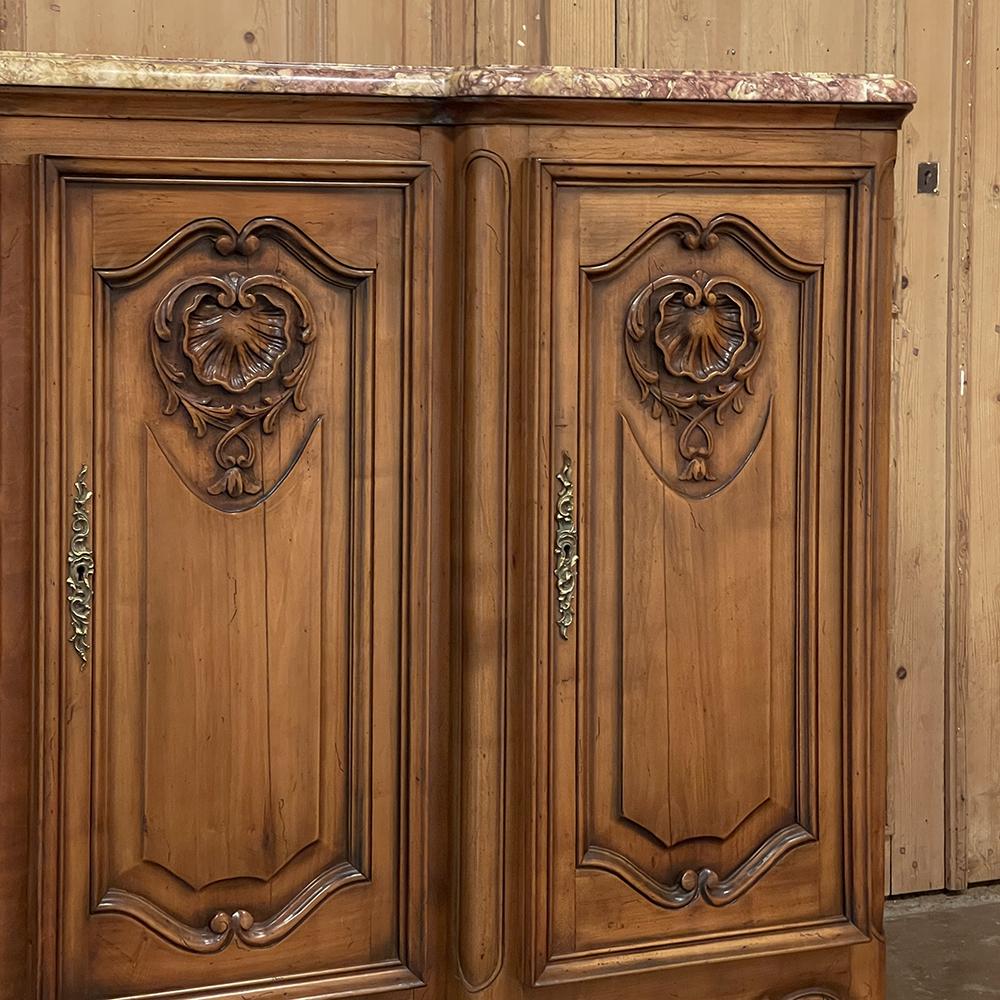 Antique Grand French Regence Marble Top Walnut Buffet For Sale at 1stDibs