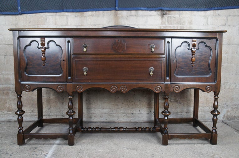 Antique Grand Rapids Chair Co. William and Mary Walnut Sideboard ...