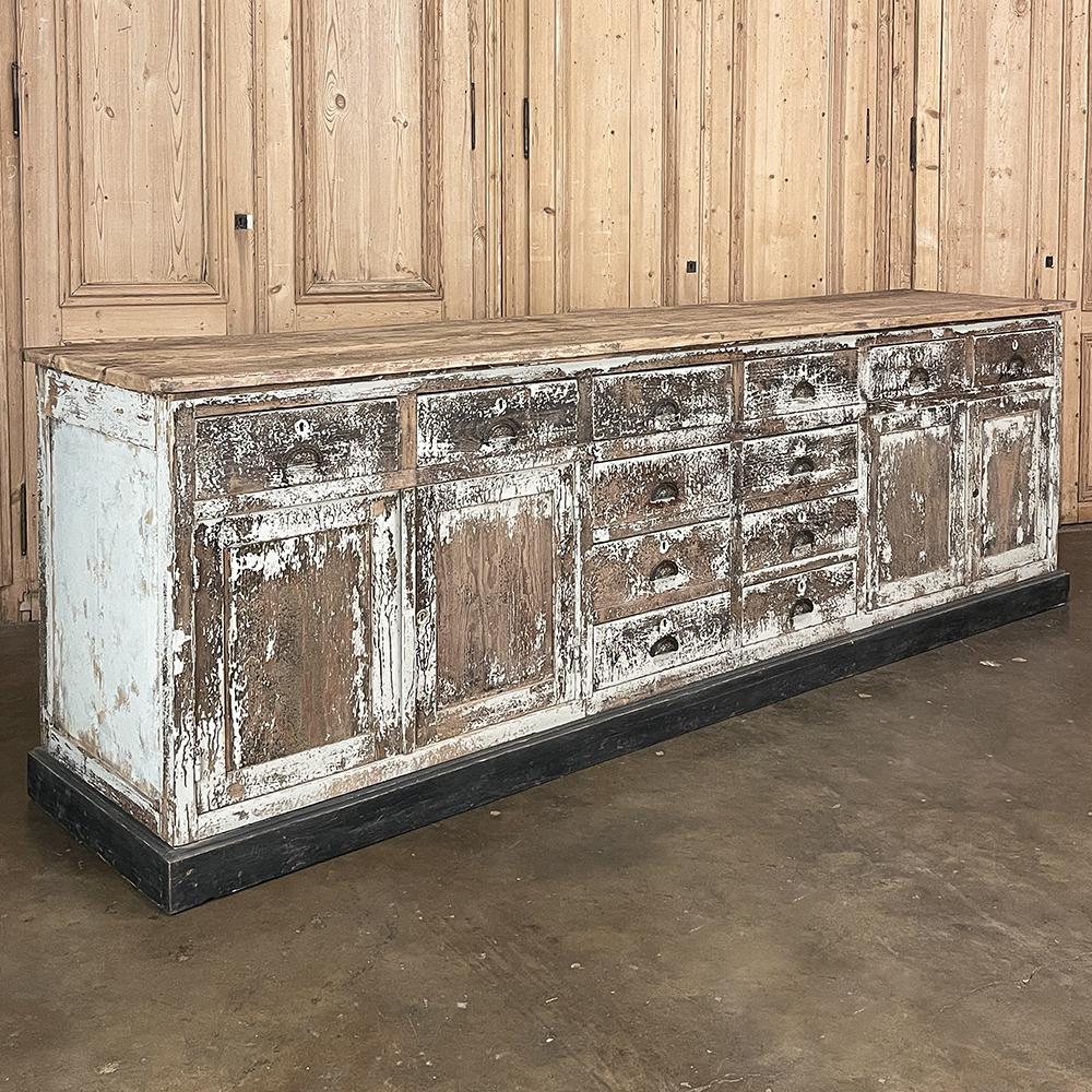 Antique Grand Store Counter with Distressed Painted Finish For Sale at ...
