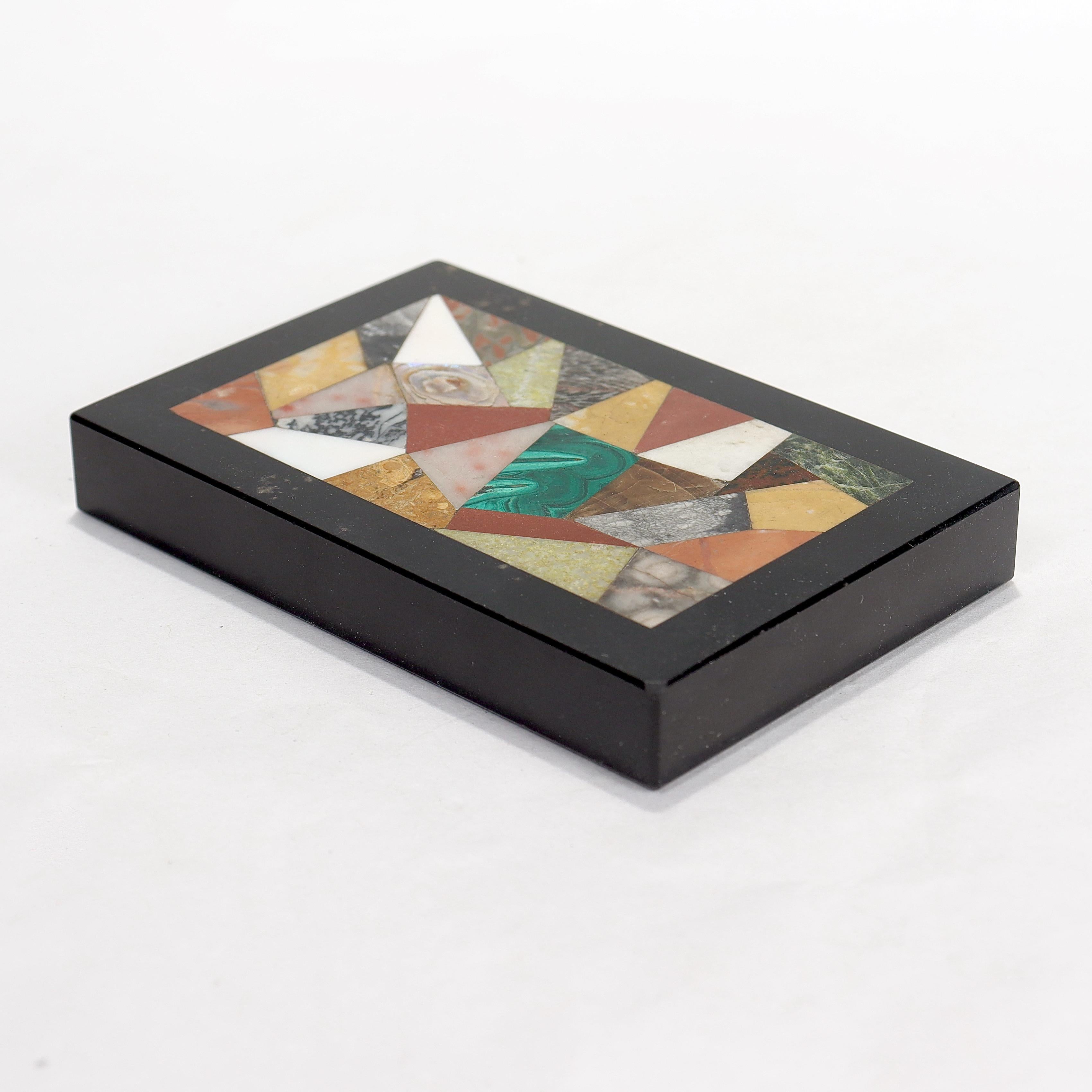 Antique Grand Tour Italian Marble and Gemstone Pietra Dura Paperweight ...