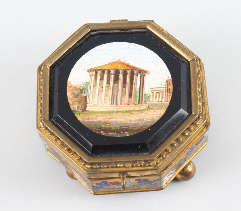 Antique Grand Tour Italian Micromosaic Octagonal Ormolu Casket 19th ...