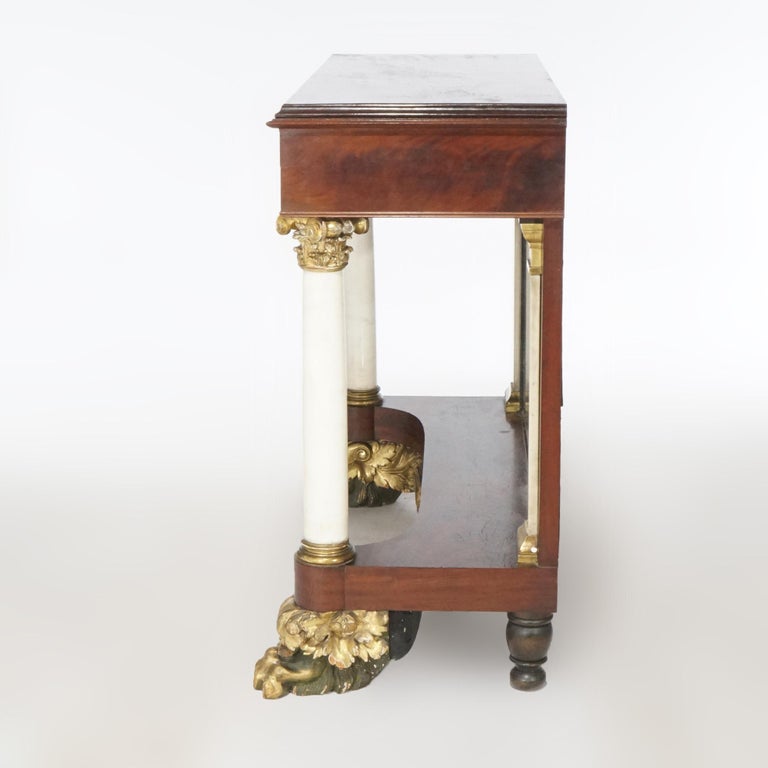 Antique Greco American Empire Flame Mahogany, Marble and Gilt Pier ...